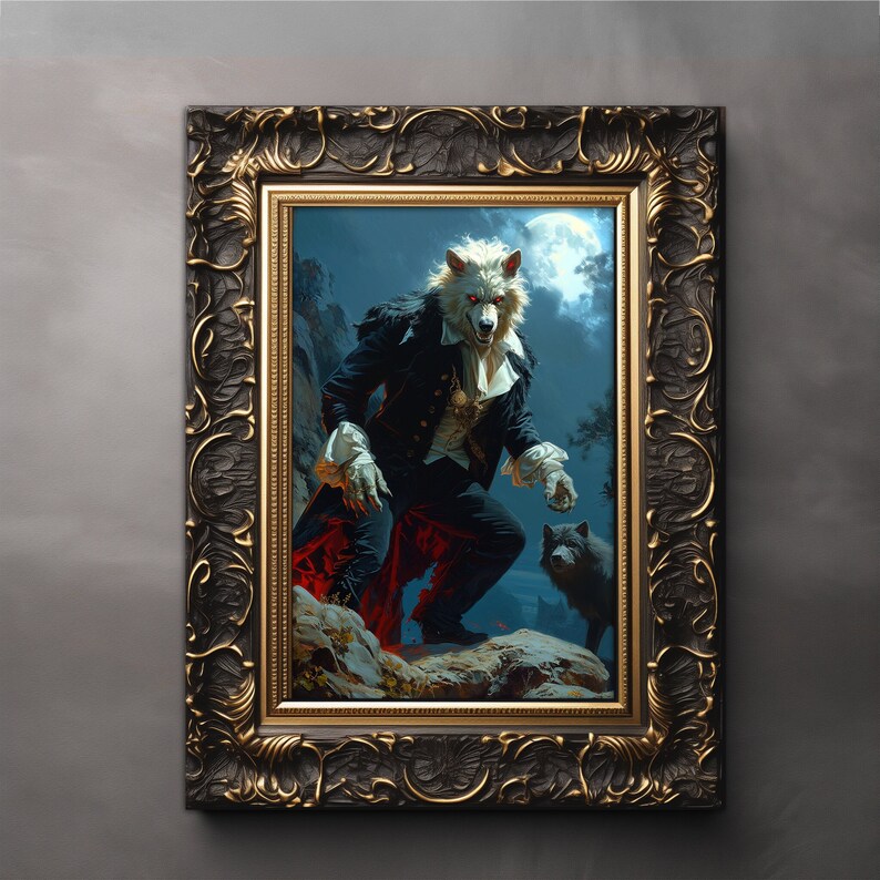 Dracula Werewolf Art Print Wolf Poster Art, Gothic Home Decor, Dark ...