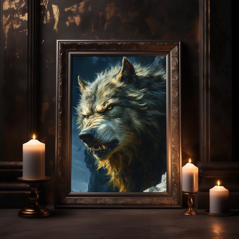 Werewolf Moonlight Art Print Wolf Poster Art, Gothic Fantasy, Dark ...