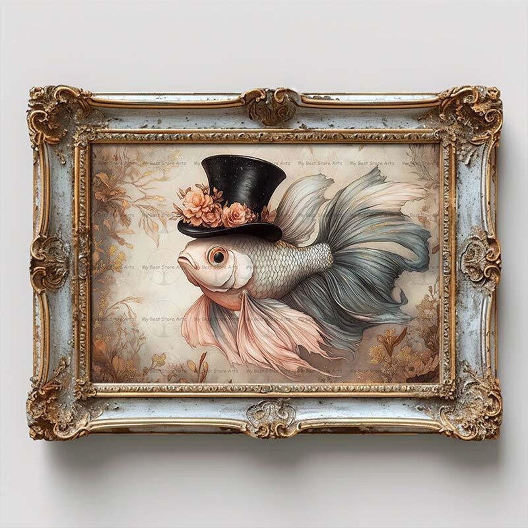 Fancy Fish Art Print - Cute Animal Wall Decor, Funny Picture, Ocean ...