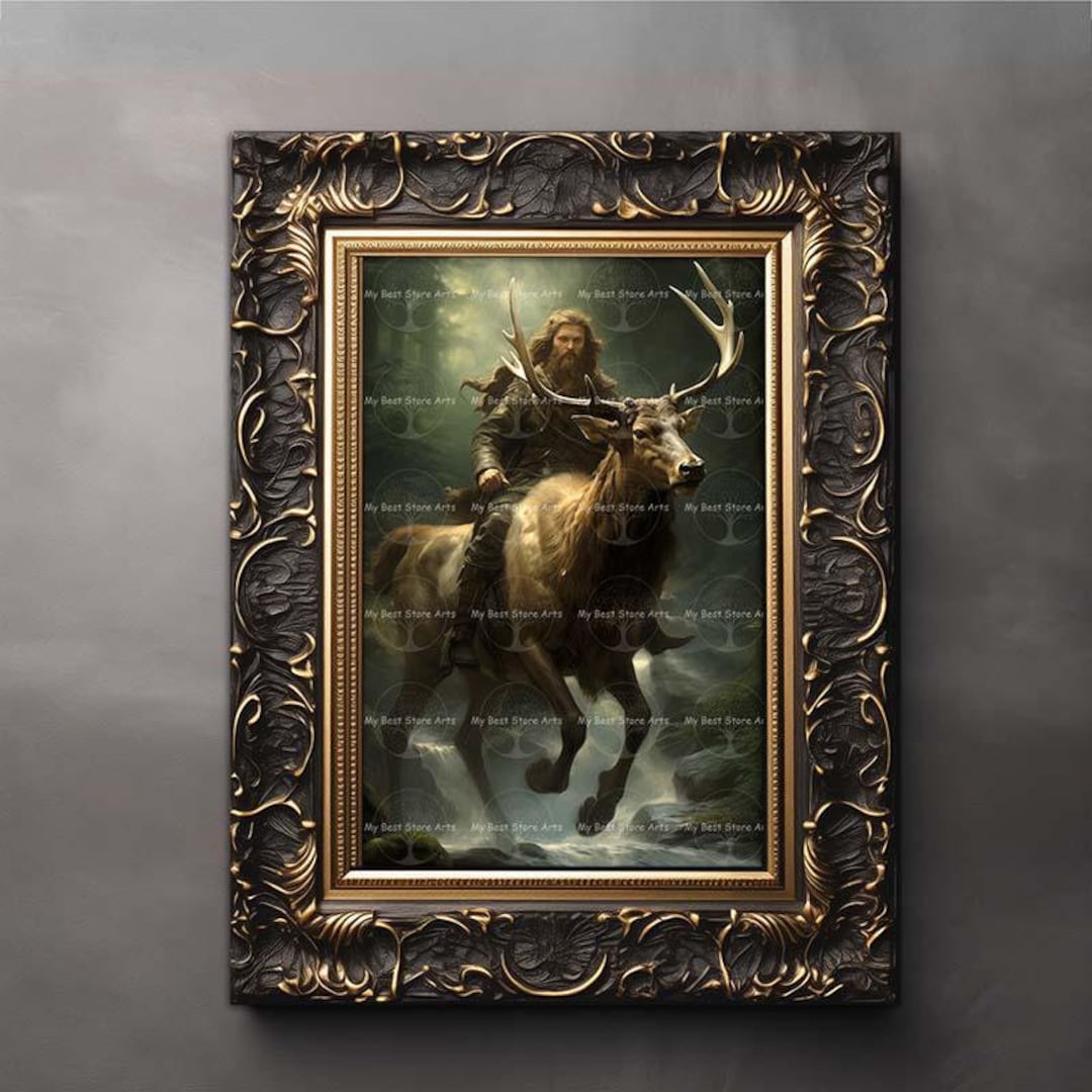 Druid Art Print, Fantasy Poster, Enchanted Forest Painting, Dark ...