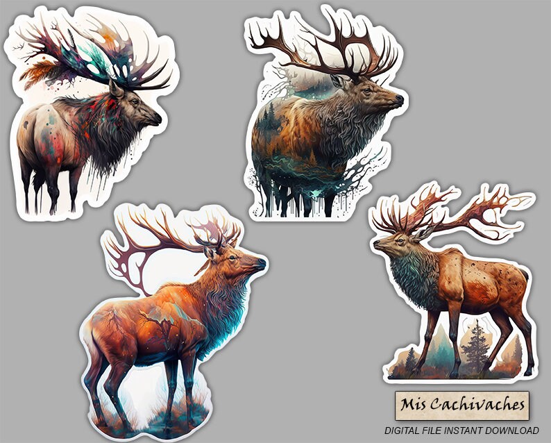 Surreal Elk Clipart File Types: Png and Jpg Digital - Etsy
