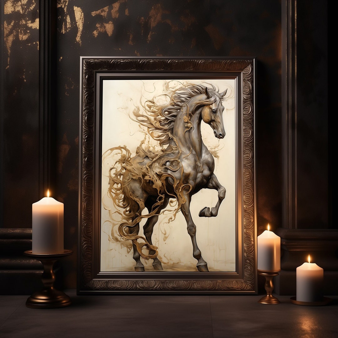 Horse Surreal Art Print, Abstract Fantasy Poster, Magical Mustang ...