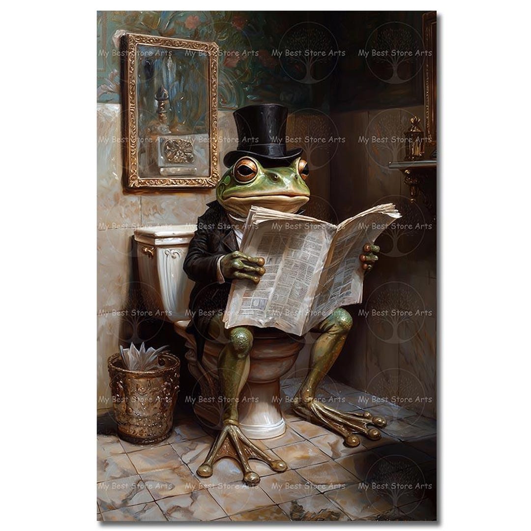 Victorian Frog Gentleman Art Print - Whimsical Bathroom Fantasy Wall ...