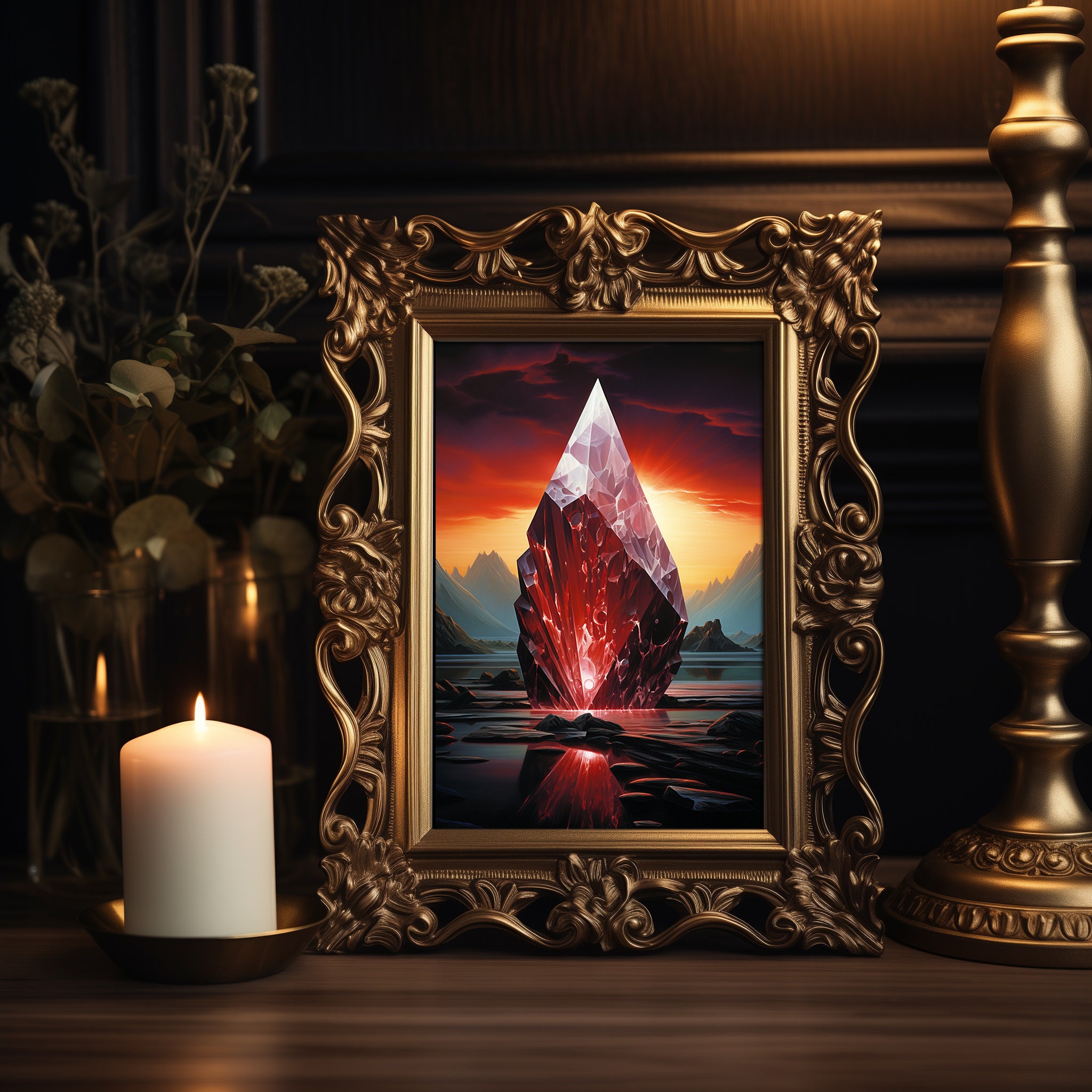 Crystal Surreal Fantasy Dark Academia Fine Art Print 8.5x11 13x19 Home ...