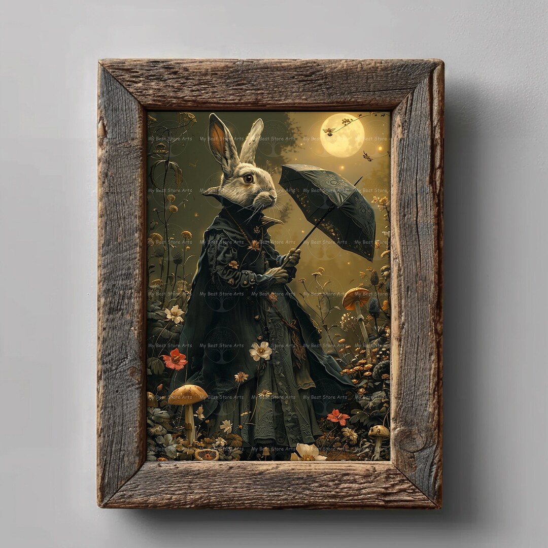 Victorian Rabbit Art Print - Fantasy Wall Decor, Animal Portrait, Cute ...