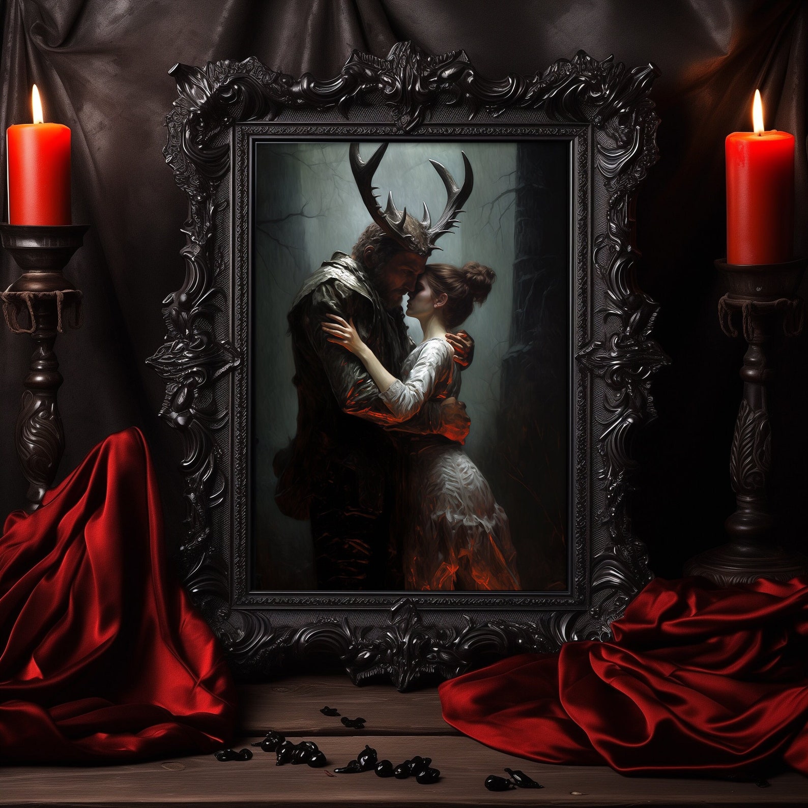 Satyr and Woman, Greek God Pan, Forest Faun and Nymph, Victorian Gothic ...