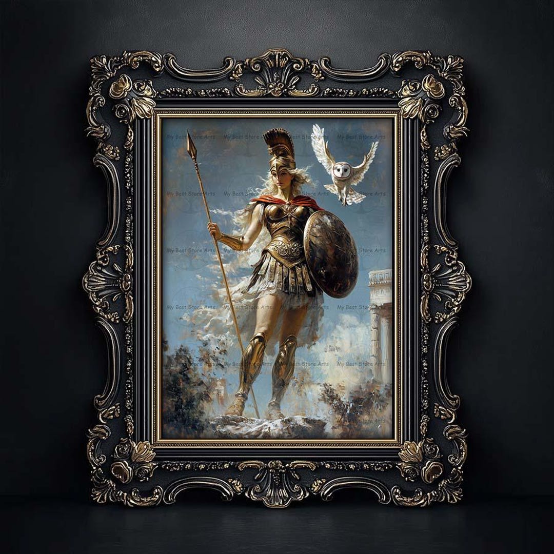 Athena Warrior Art Print | Greek Goddess of War & Wisdom Wall Decor ...
