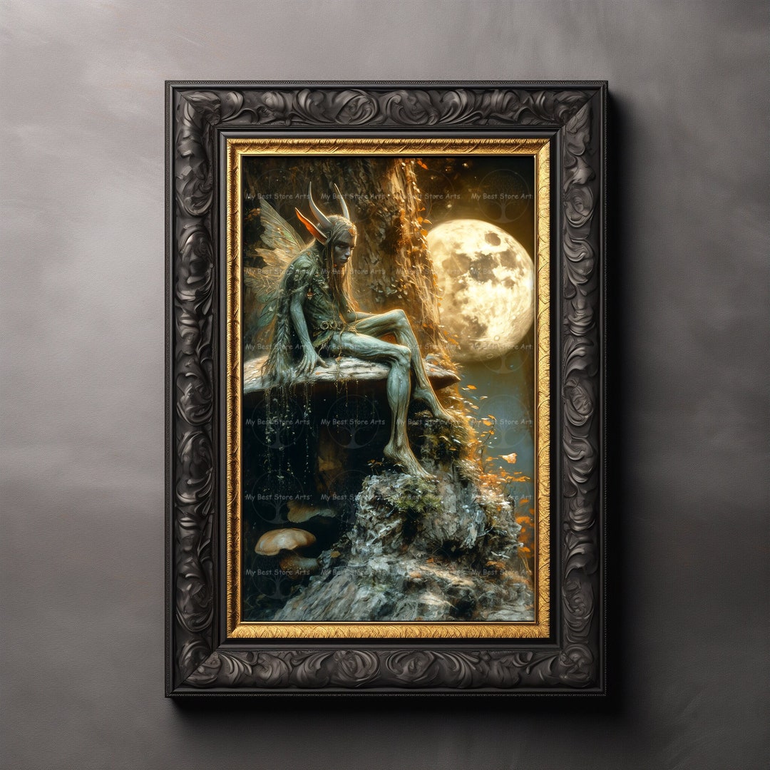 Dark Fairy Art Print - Fantasy Cottagecore Picture, Spooky Midnight Fae ...