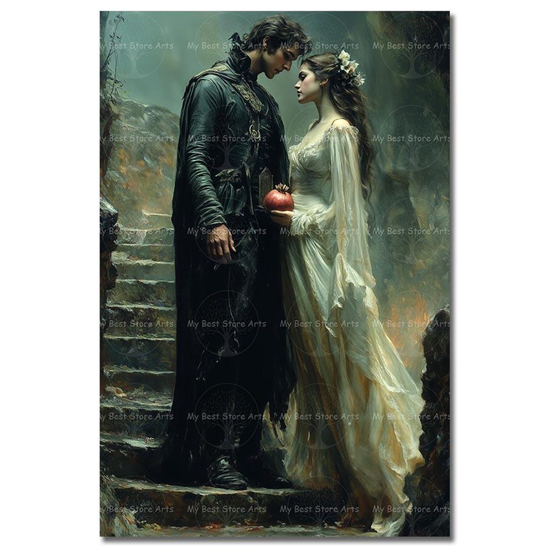 Mystical Hades and Persephone Art Print - Dark Academia Poster ...