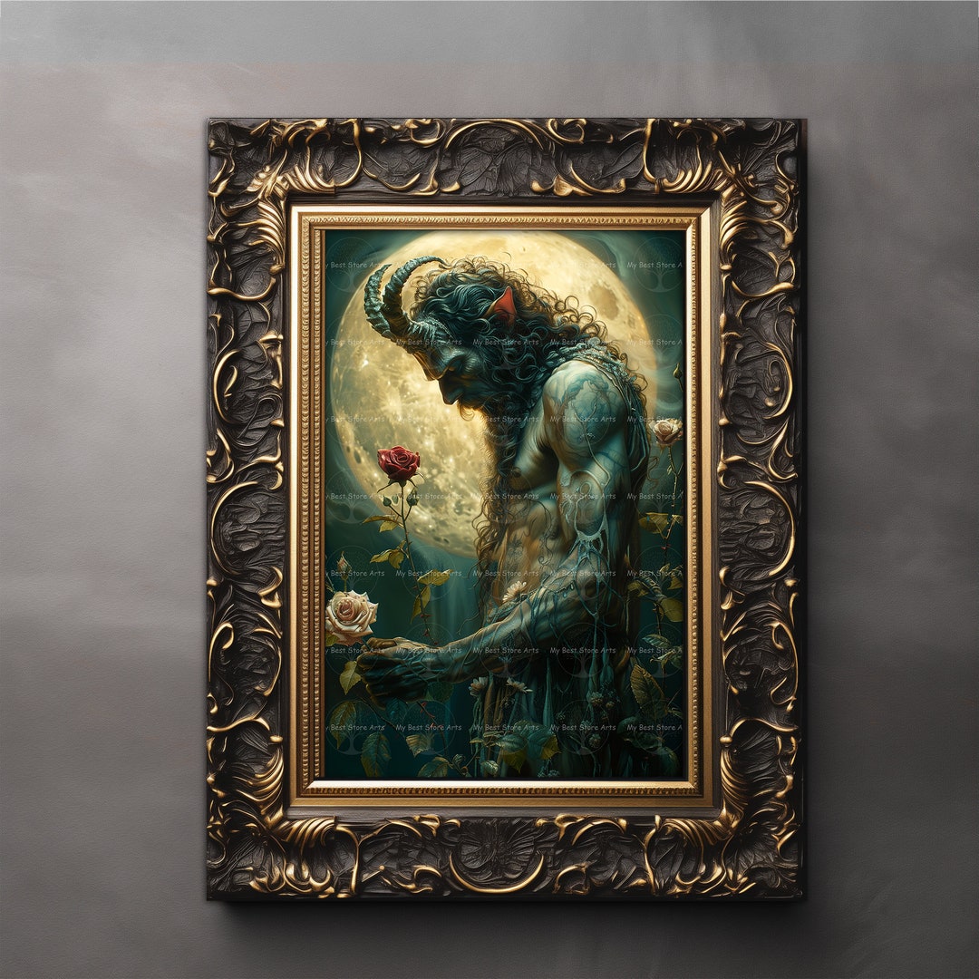 Satyr and the Rose Art Print Fantasy Decor, Witchy Faun Painting ...