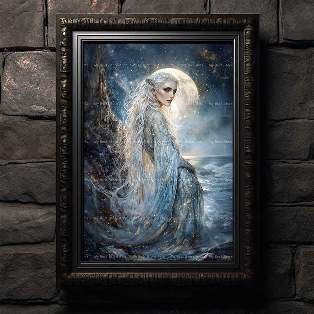 Arianrhod Goddess Art Print Welsh Moon Goddess, Gothic Wall Decor, Dark ...