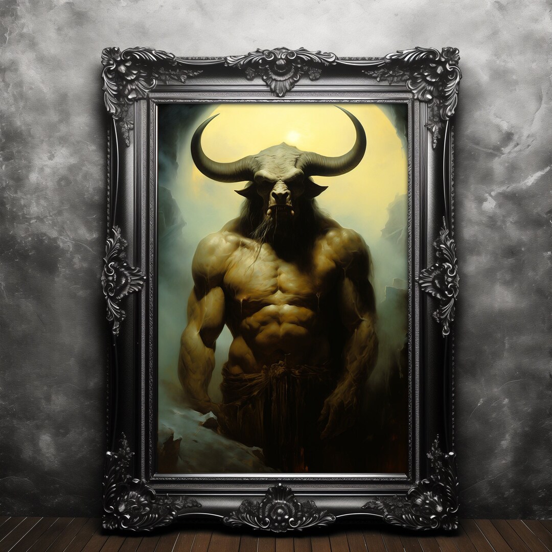 Minotaur Warrior Fine Art Print, Greek Myth Monster, Fantasy Bull Wall ...