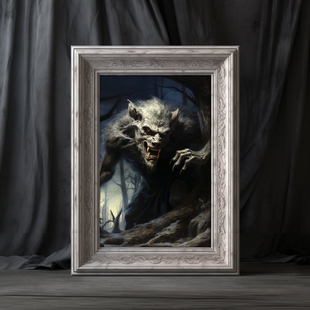 Werewolf Art Print, Wolf Poster Lycan Art, Gothic Home Decor, Dark ...