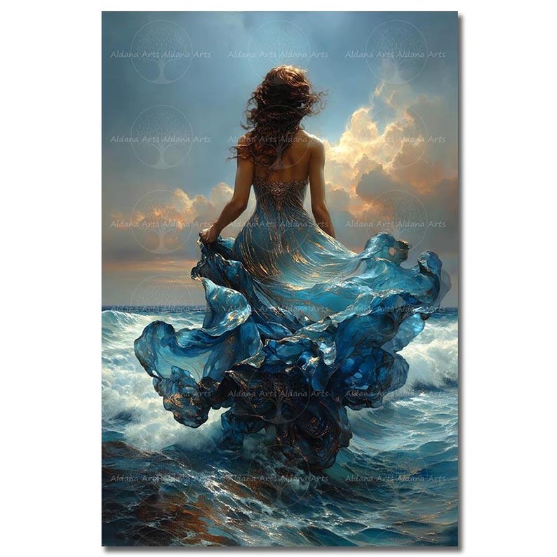 Ocean Aphrodite Art Print - Greek Goddess Wall Decor, Mystical Romantic ...