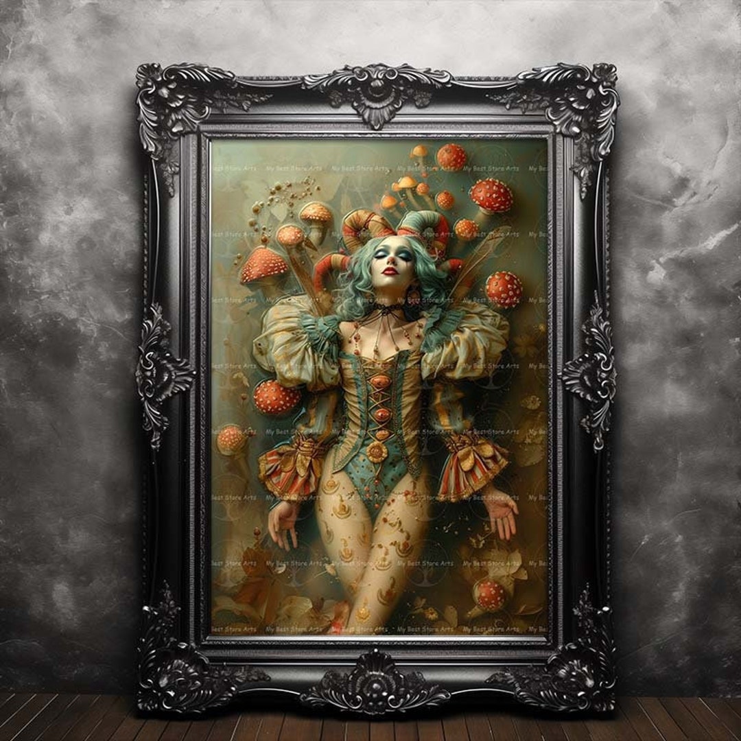 Fairy Jester Art Print Fantasy Surreal, Cottagecore Picture, Fae Poster ...