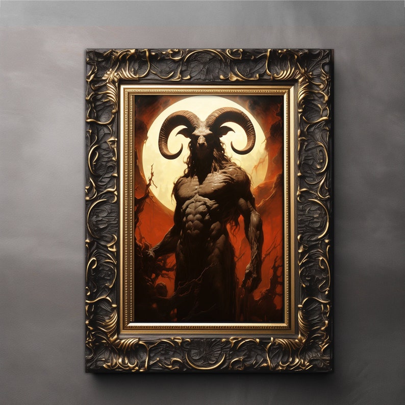 Goat Baphomet Fine Art Print, Fantasy Dark Academia, Gothic Occult Art ...