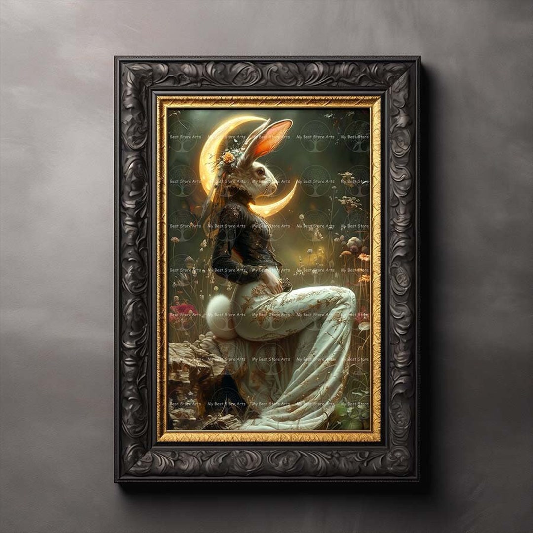 Whimsigoth Rabbit Art Print Fantasy Poster, Moody Cute Wall Decor ...