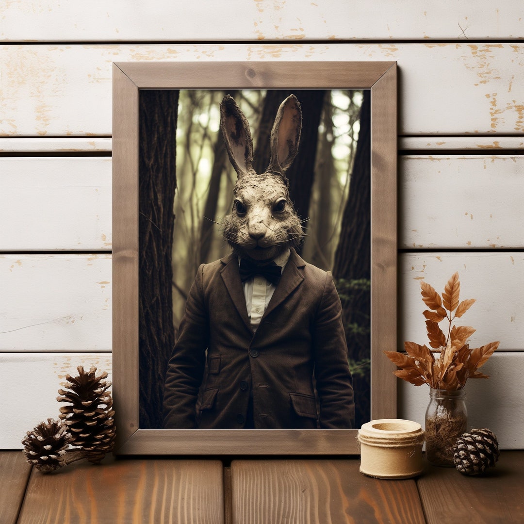 Creepy Rabbit Fine Art Print, Dark Academia Bunny, Witchy Gothic Wall ...