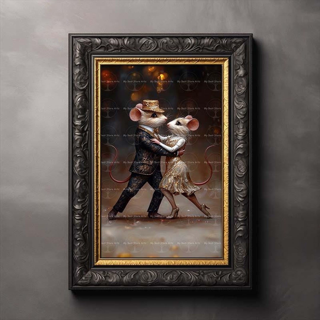 Tango Dancing Mice Art Print - Fantasy Wall Decor, Funny Animal Picture ...