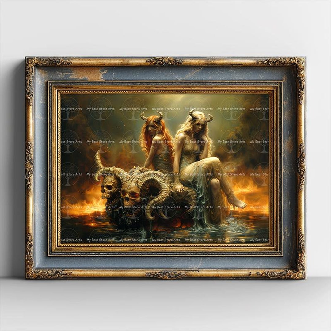 Succubus Sisters Art Print Dark Academia Poster, Underworld Goddess ...