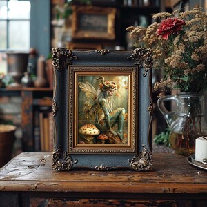 Whimsical Fae Art Print - Fantasy Cottagecore Picture, Mushroom Fairy ...