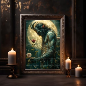 Satyr and the Rose Art Print Fantasy Decor, Witchy Faun Painting ...