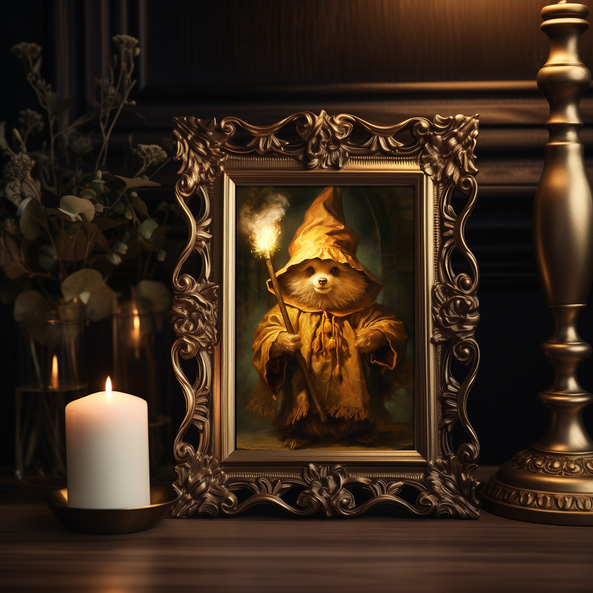 Moonlit Wizard Bear Fine Art Print, Enchanting Nursery Wall Decor ...