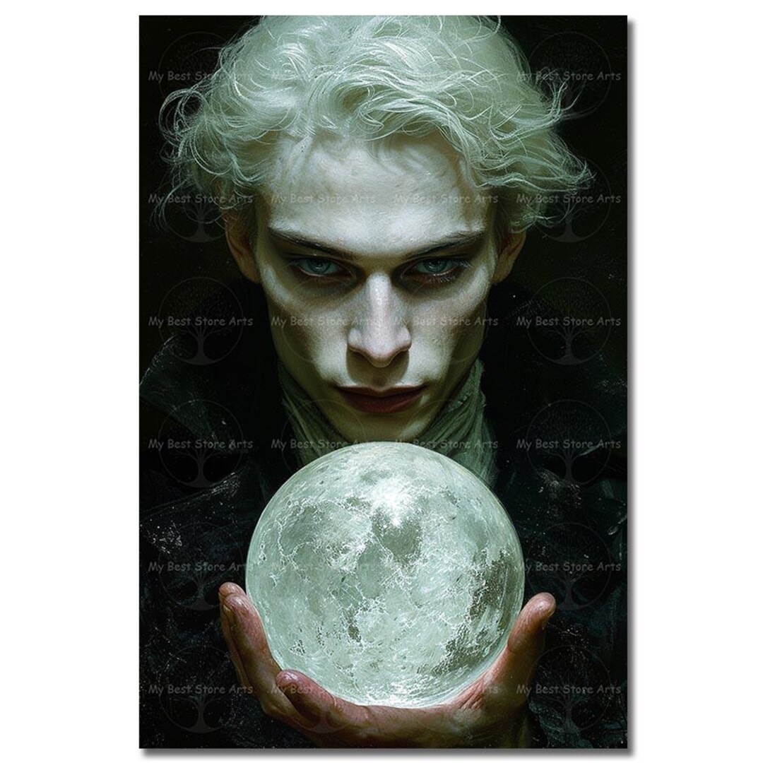 Warlock and Crystal Ball Art Print - Gothic Fantasy Wall Decor, Occult ...