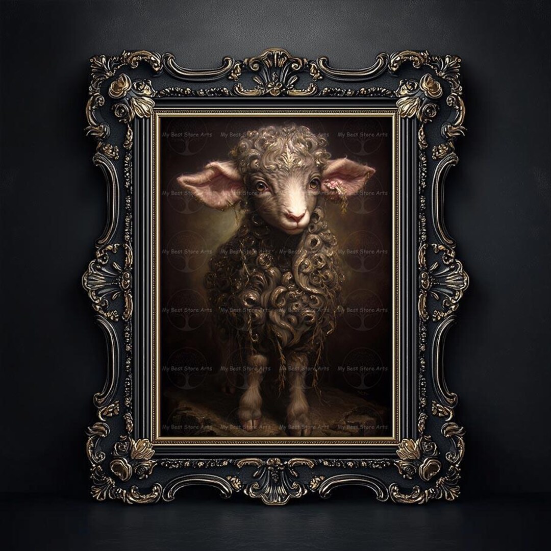 Gothic Sheep Art Print - Fantasy Animal Poster, Cottagecore Picture ...