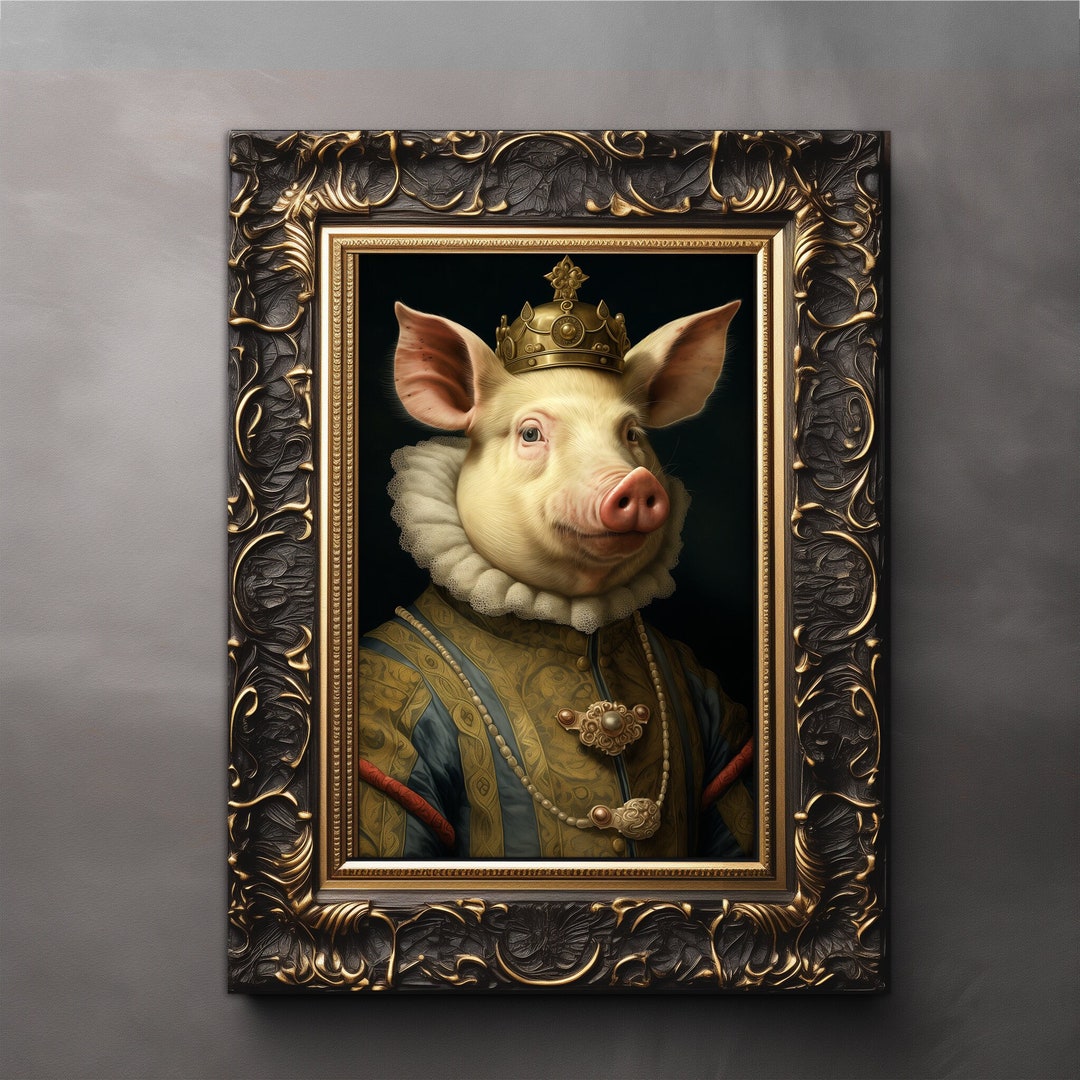 Royal King Pig Art Print, Fantasy Wall Decor, Cottagecore Animal ...