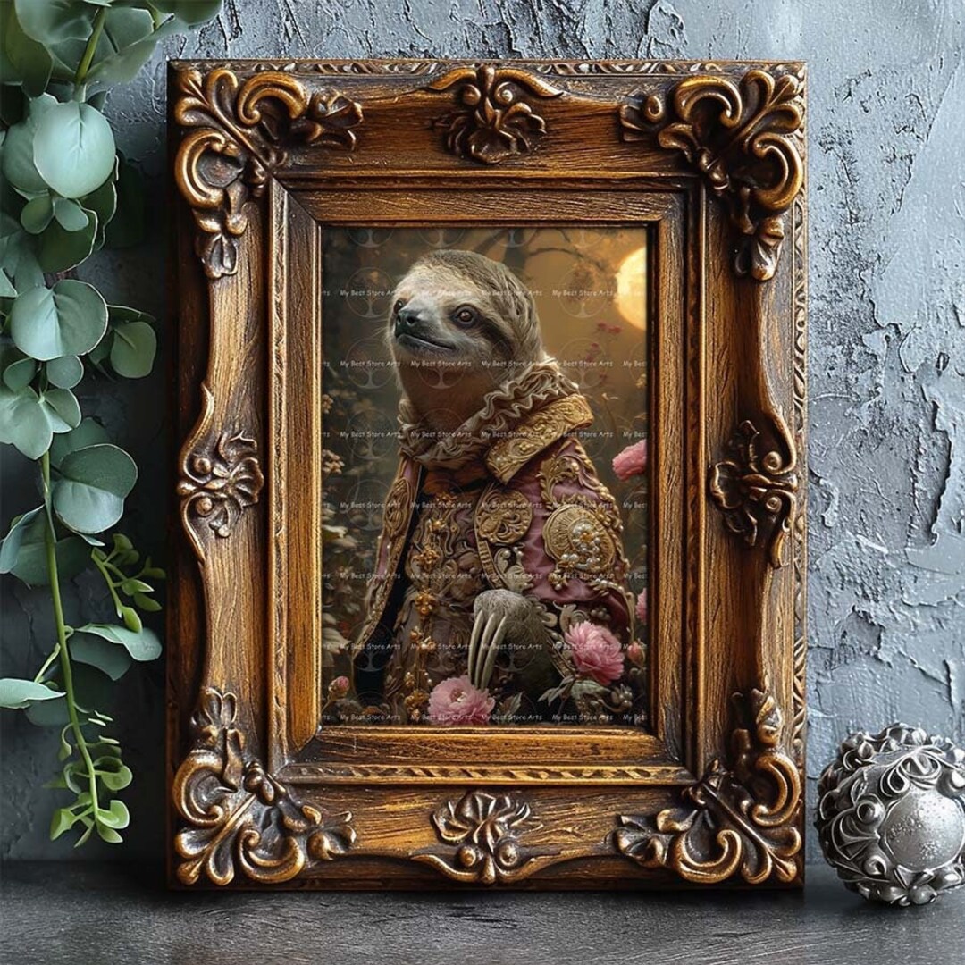 Royal Sloth Art Print Fantasy Poster, Gothic Home Decor, Victorian ...