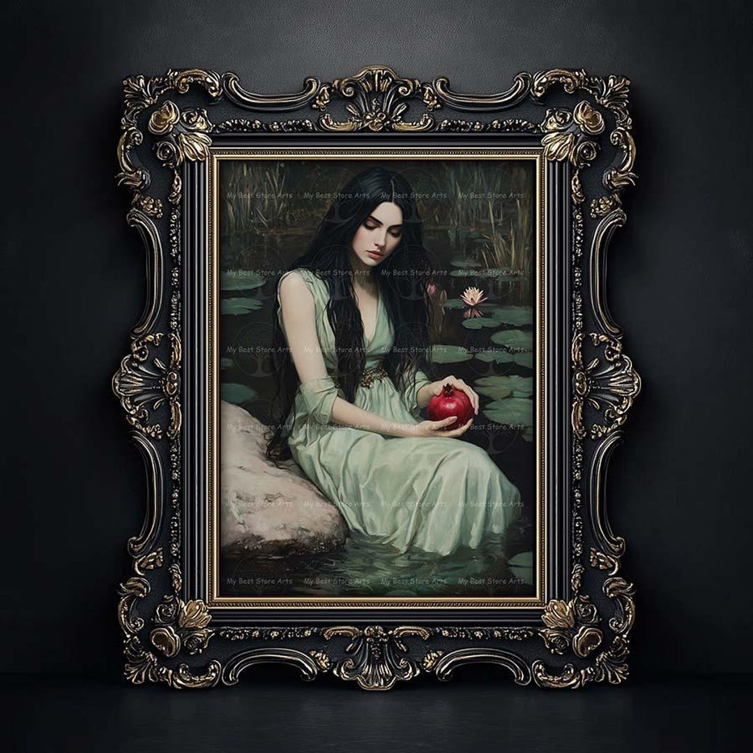 Persephone and Pomegranate Art Print - Dark Academia Poster, Moody ...