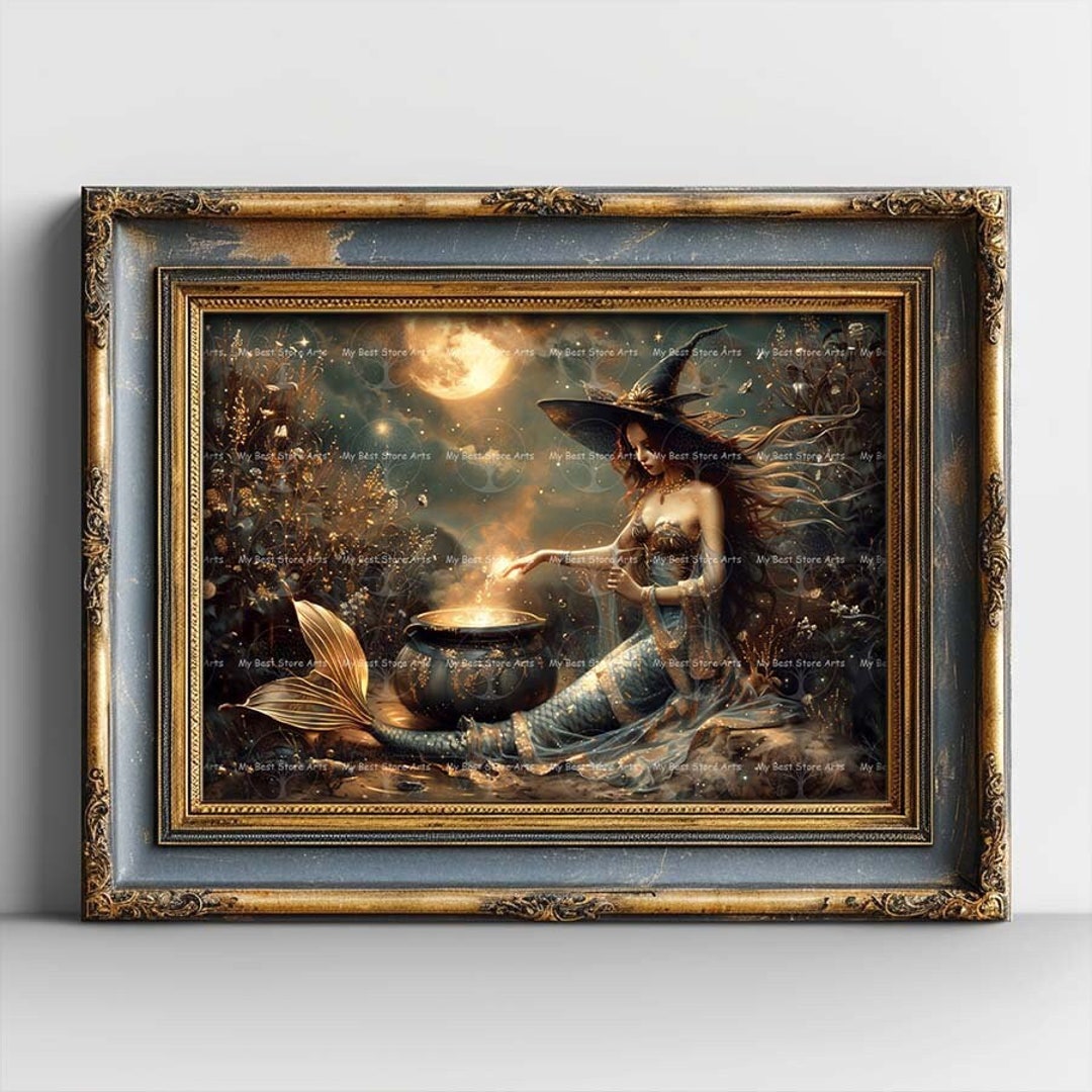 Mermaid Magic Art Print - Sea Siren Witch Poster, Fantasy Decor ...