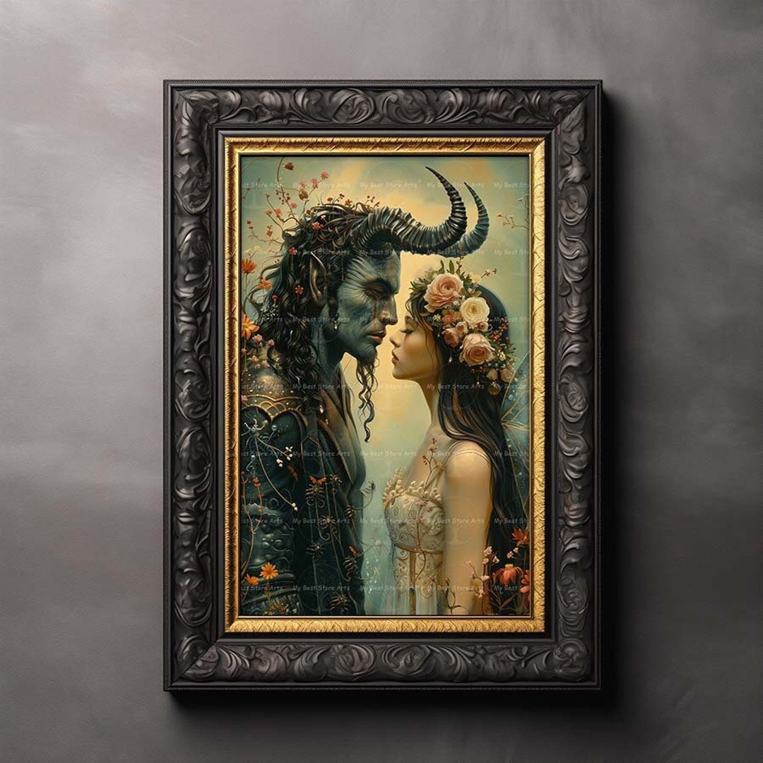 Hades and Persephone Art Print - Dark Academia Poster, Gothic Love Wall ...