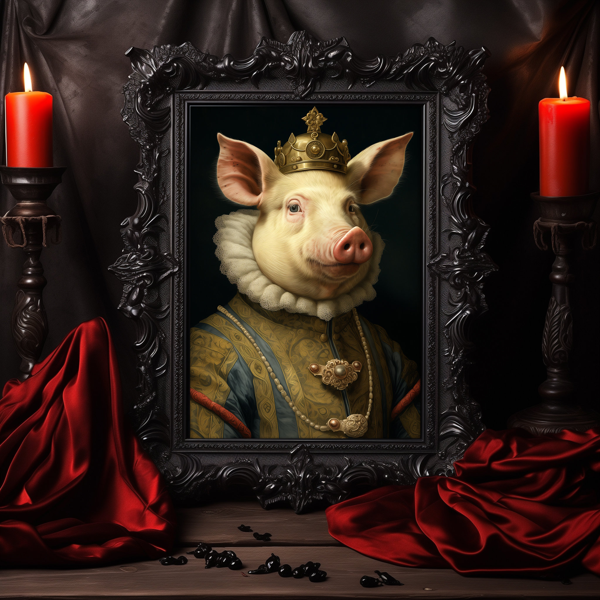 Royal King Pig Art Print, Fantasy Wall Decor, Cottagecore Animal ...