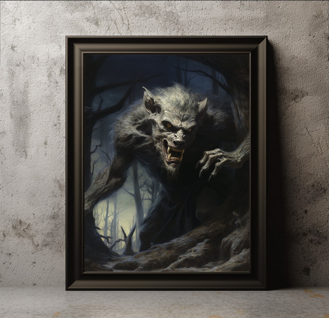 Werewolf Art Print Wolf Poster Lycan Art Gothic Home Decor Oil - Etsy