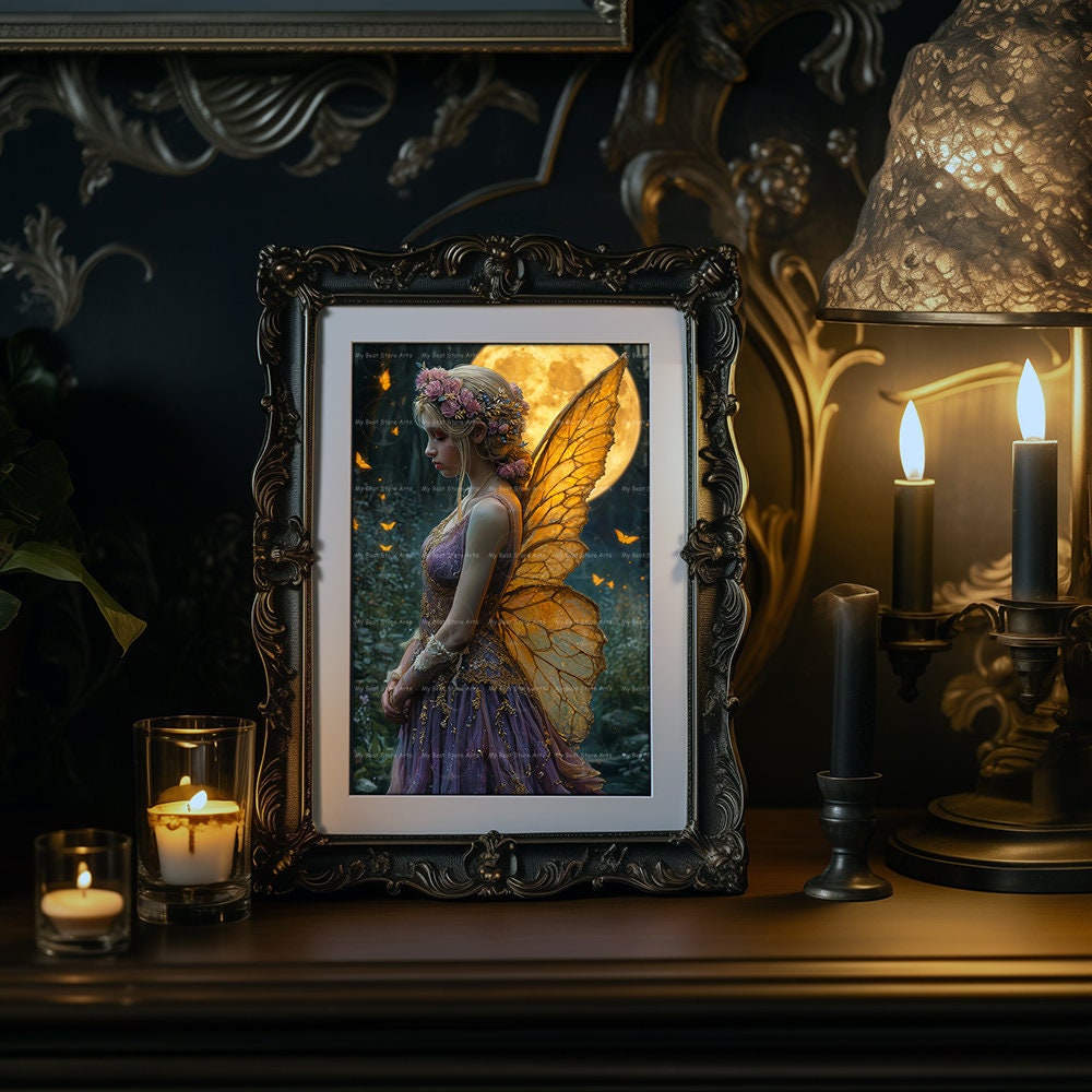 Moon Lit Fairy Art Print Fantasy Wall Decor, Cottagecore Poster ...