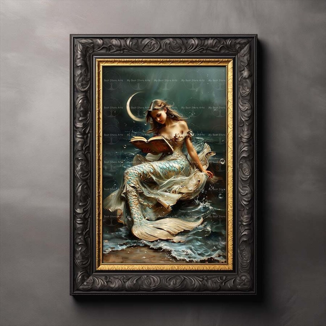 Siren Reading a Book Fine Art Print Surreal Fantasy Wall Decor, Moody ...