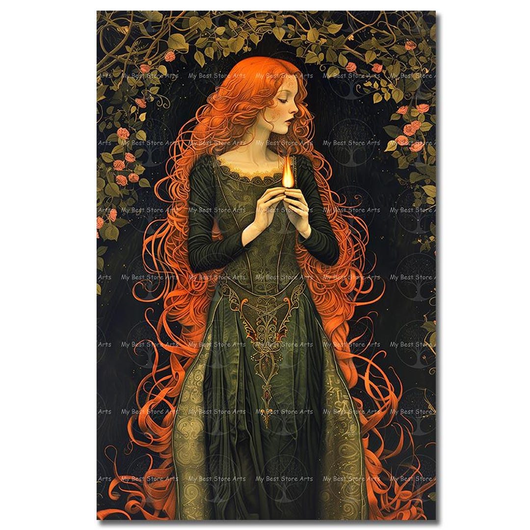 Brigid Nature Goddess Art Print - Folklore Wall Decor, Celtic Pagan ...