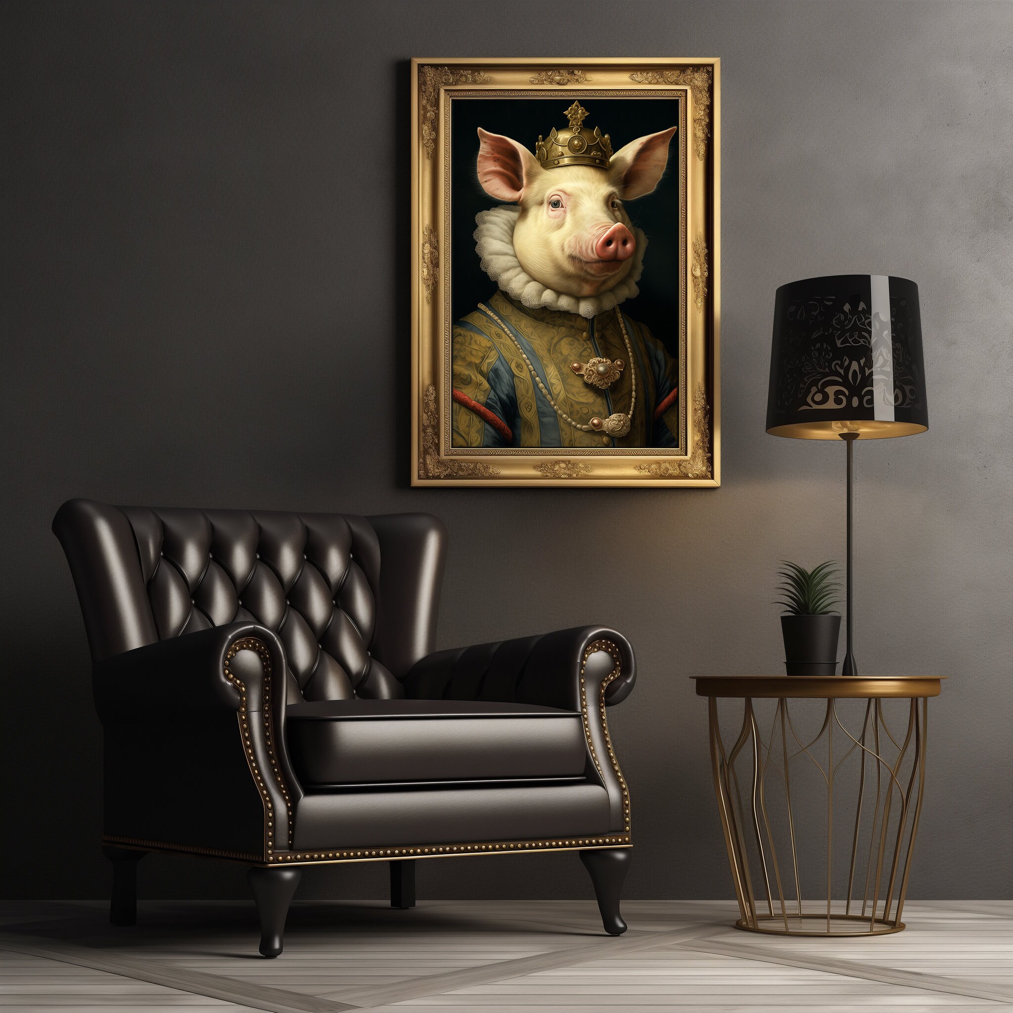 Royal King Pig Art Print, Fantasy Wall Decor, Cottagecore Animal ...