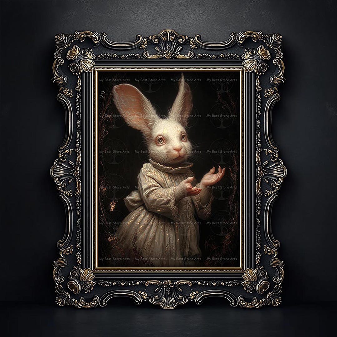 Mystical Rabbit Art Print - Witchy Fantasy Wall Decor, Moody Bunny ...