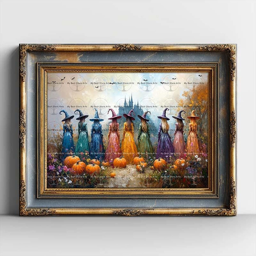 Colorful Witches Art Print - Gothic Art, Halloween Poster, Pagan Coven ...