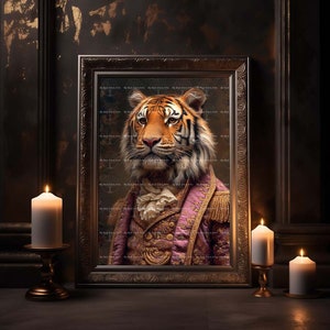 Royal Tiger Art Print - Fantasy Big Cat Poster, Cute Gothic Animal ...