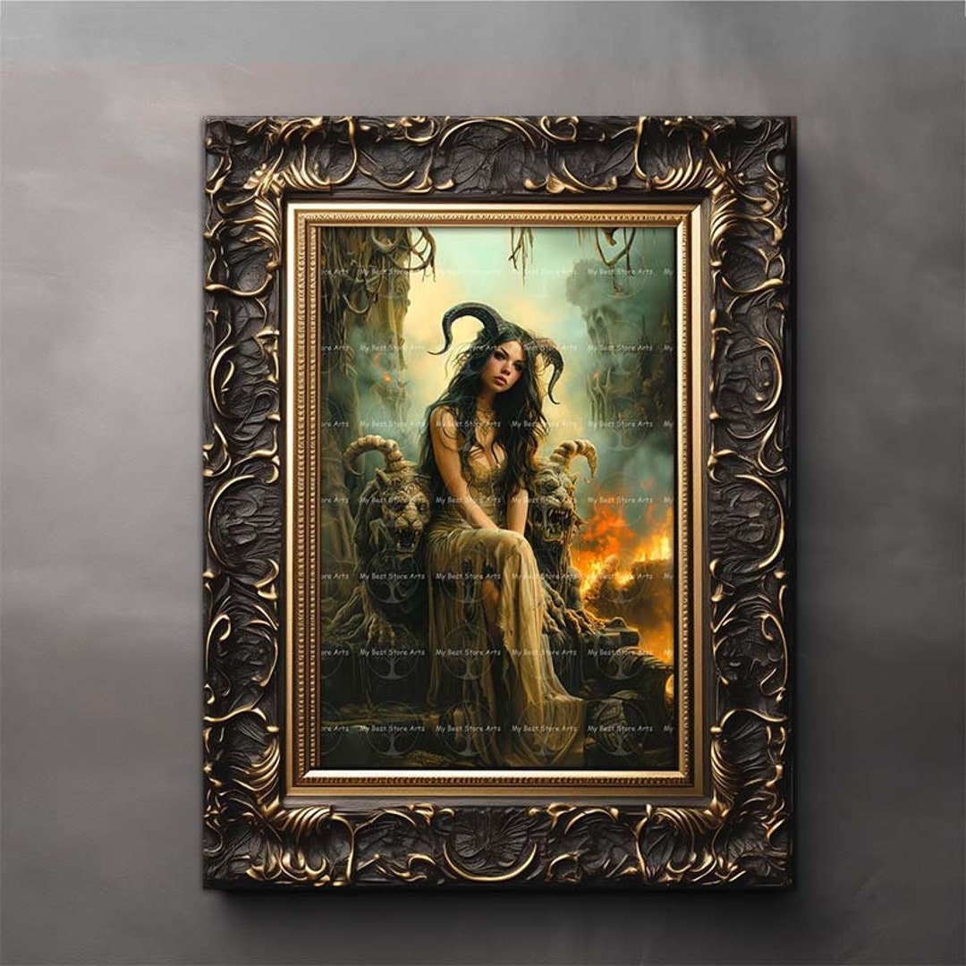 Demoness on Throne Art Print - Fantasy Dark Academia Poster, Underworld ...