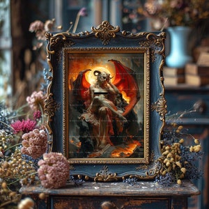 Lilith on Lava Throne Art Print - Dark Academia Poster, Underworld ...