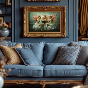 Fairies Reading Book Art Print - Fantasy, Celestial Fae Poster, Cute ...