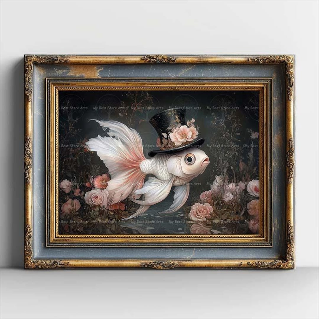 Funny Fish Art Print - Cute Animal Wall Decor, Elegant Picture, Ocean ...