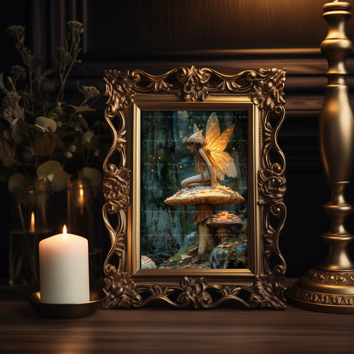 Magical Fairy Art Print Fantasy Cottagecore Picture, Midnight Fae ...