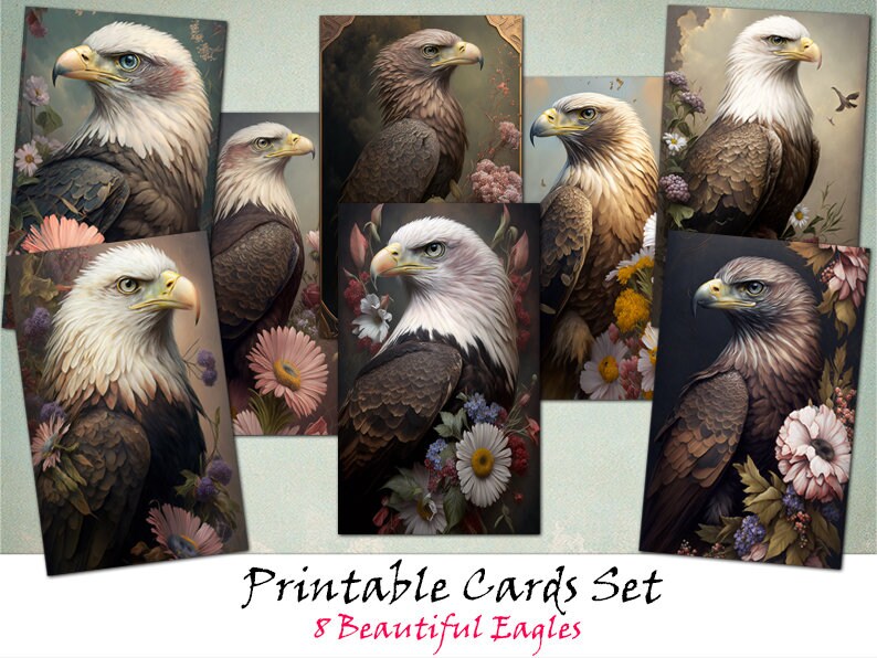Eagle Cards Junk Journal Digital Download Printable Cards - Etsy