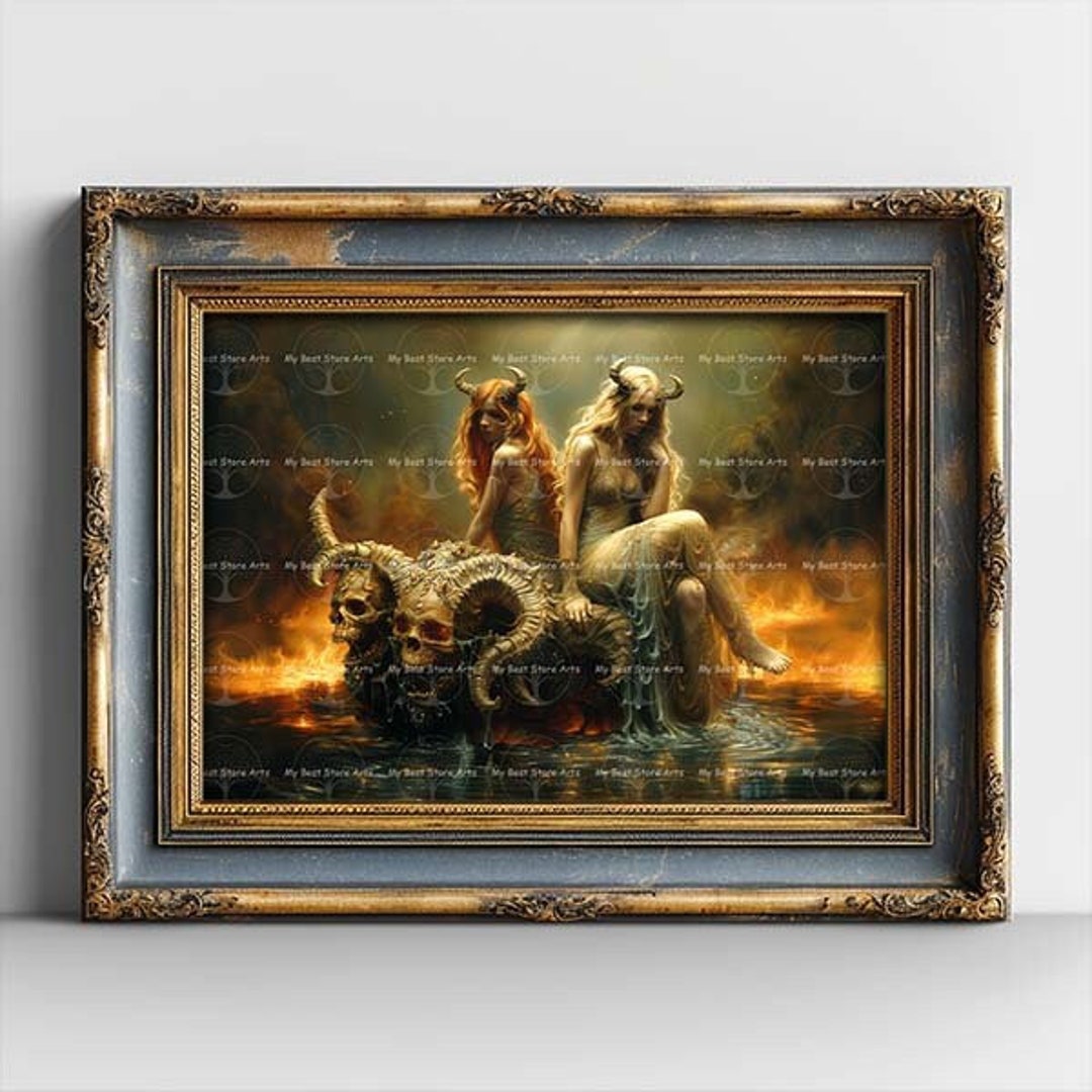 Succubus Sisters Art Print Dark Academia Poster, Underworld Goddess ...
